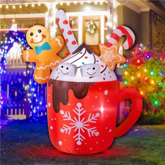 Holiday | 6 Ft Christmas Inflatable Hot Cocoa Mug Decor With Builtin ...